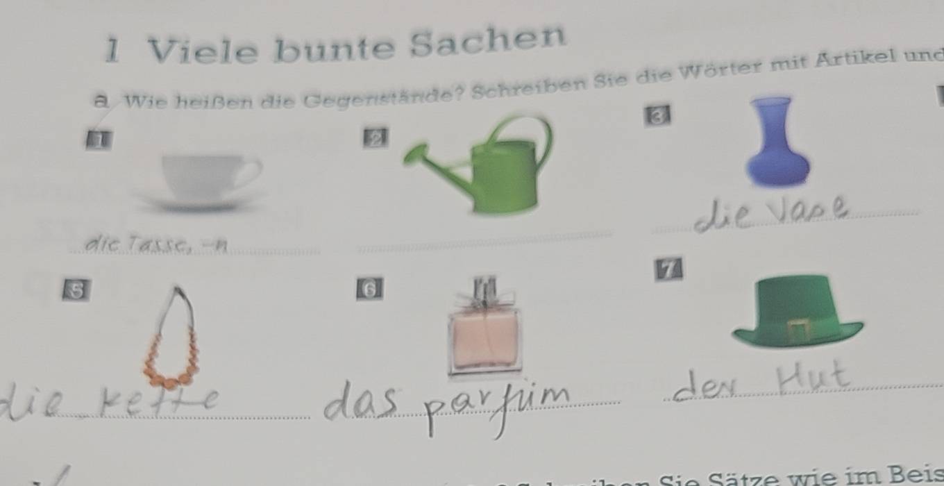 Gelöst:Viele bunte Sachen a. Wie heißen die Gegenstände? Schreiben Sie ...
