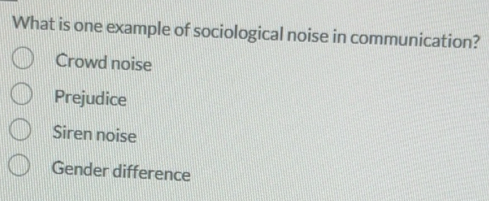 Solved: What is one example of sociological noise in communication ...