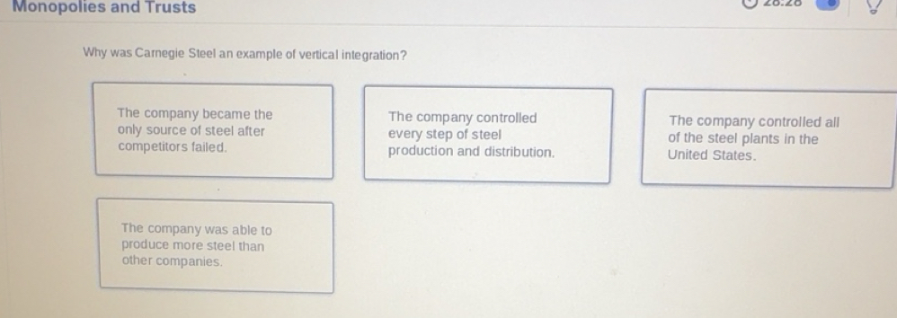 Solved: Monopolies and Trusts Why was Carnegie Steel an example of ...