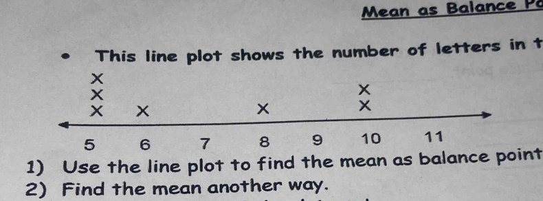 Solved: Mean as Balance P This line plot shows the number of letters in ...