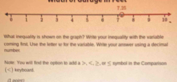 Solved: What inequality is shown on the graph? Write your inequality ...