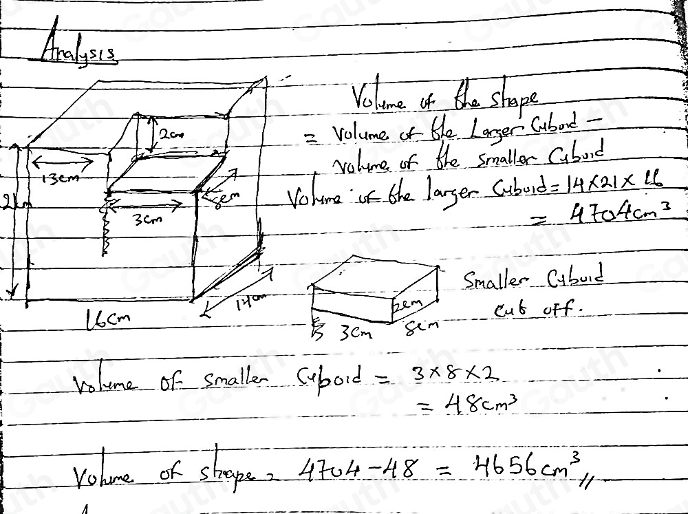 Solved: The shape below is formed of a cuboid with a smaller cuboid ...