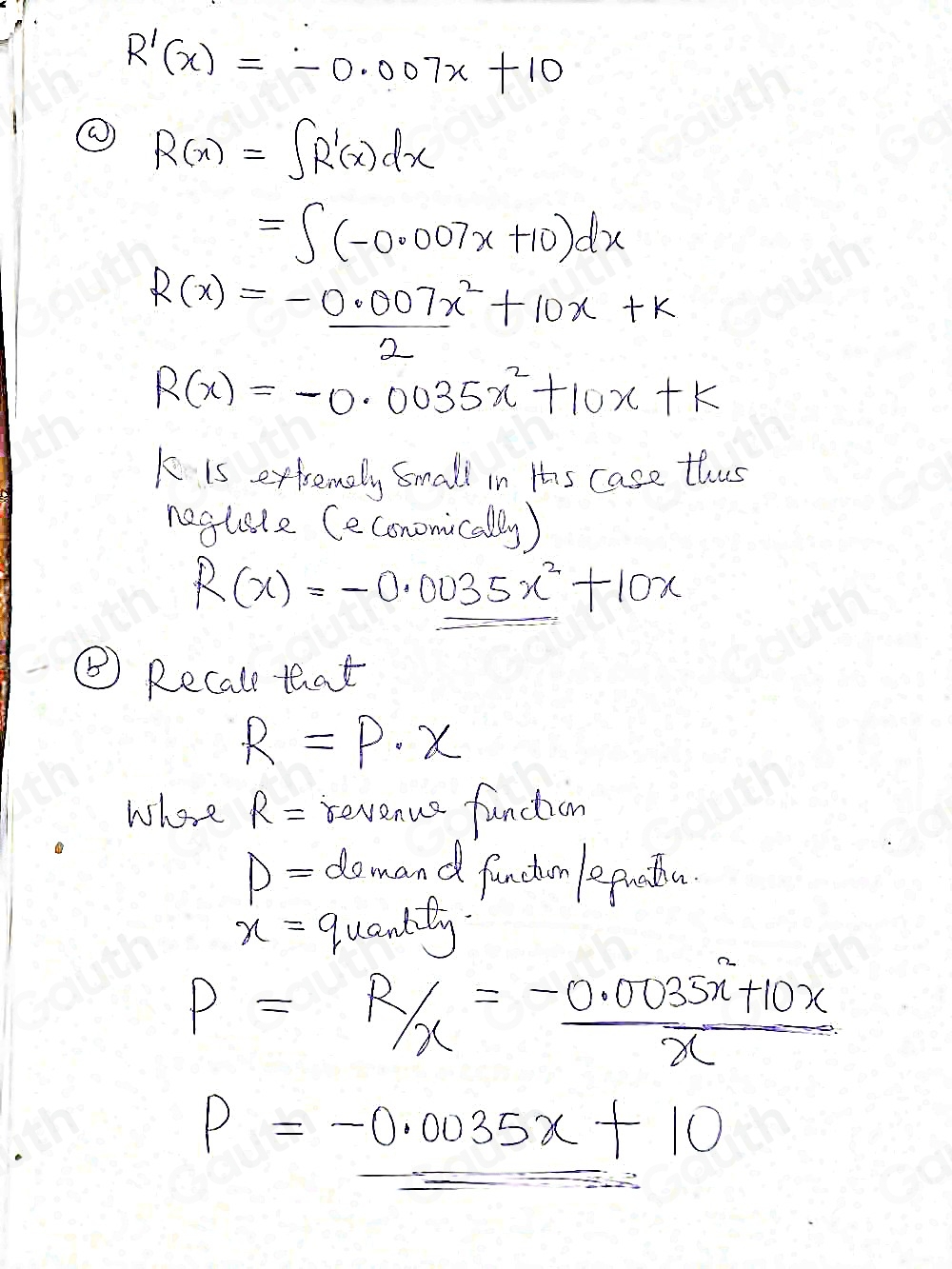 Solved: Revenue Function The management of Lorimar Watch Company has ...