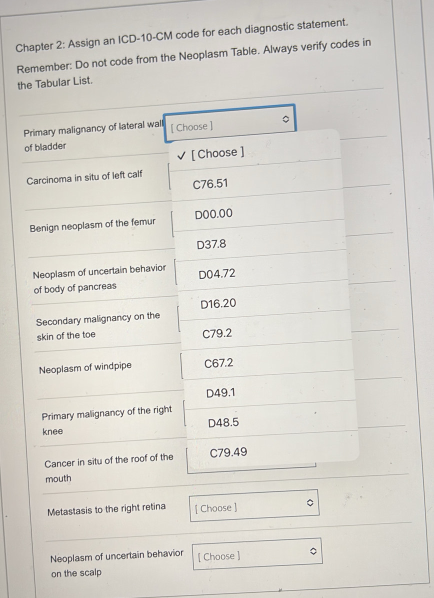 Solved Chapter 2 Assign An Icd 10 Cm Code For Each Diagnostic Statement Remember Do Not