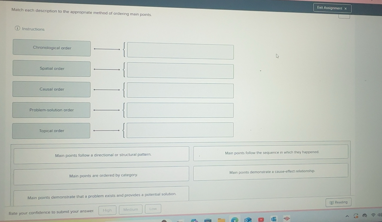 Solved: Exit Assignment x Match each description to the appropriate ...