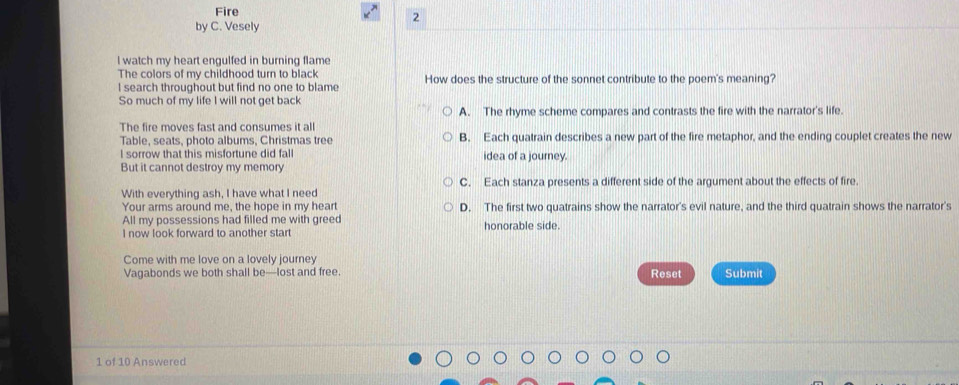 Solved: Fire 2 by C. Vesely I watch my heart engulfed in burning flame ...