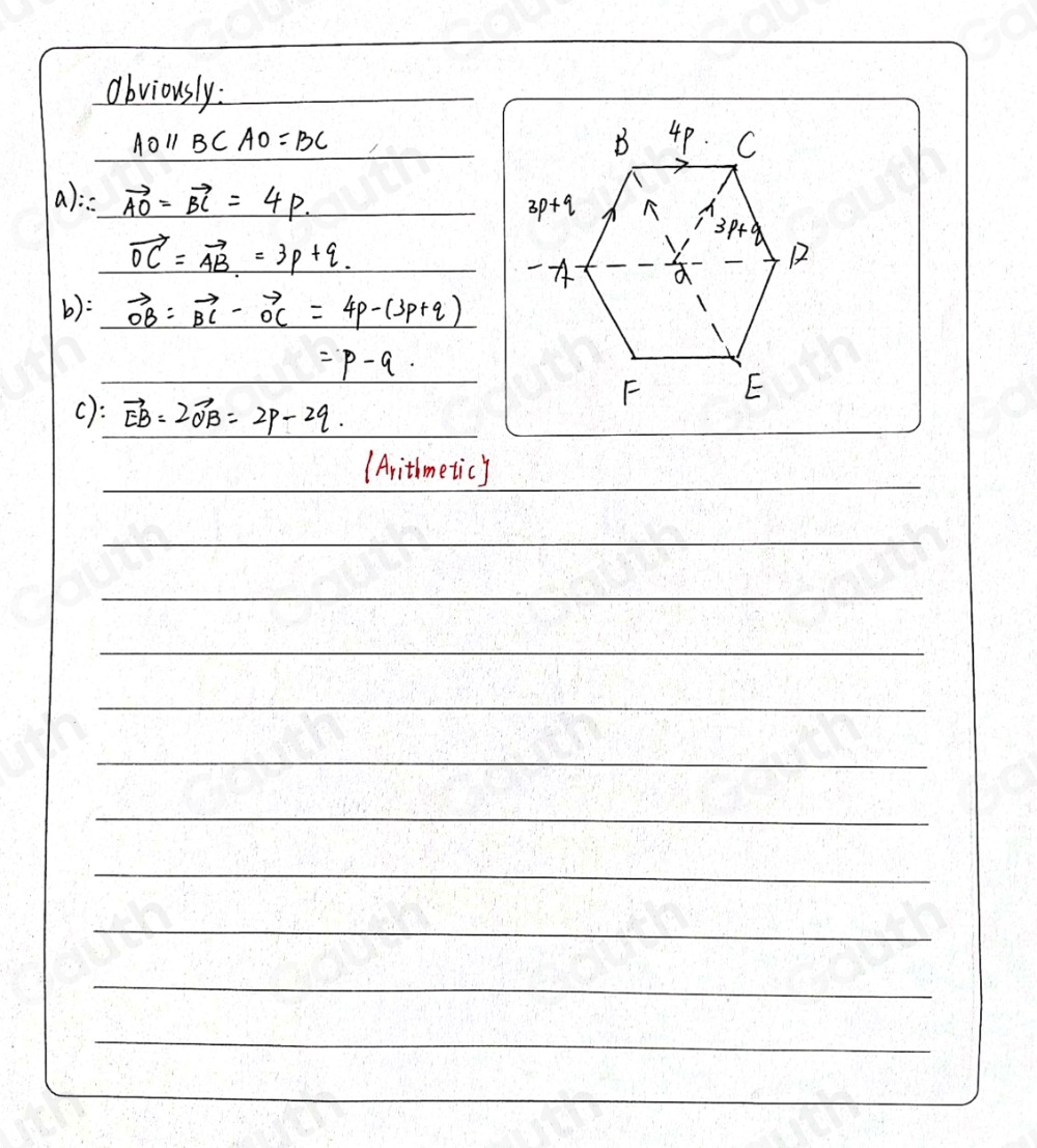 Solved: Bookwork code. A regular hexagon is shown below. O is the ...