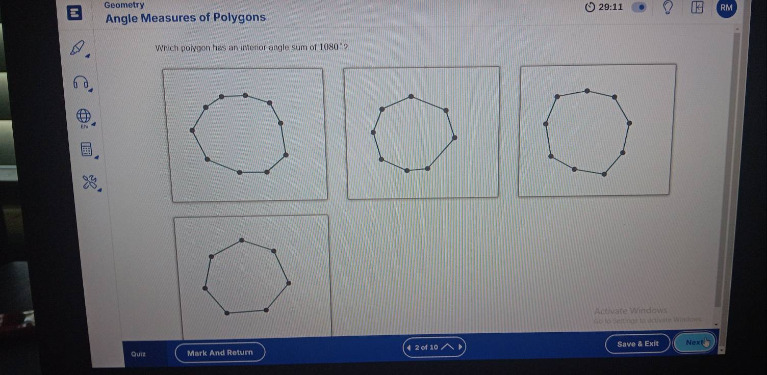 Solved: Geometry RM Angle Measures of Polygons Which polygon has an ...