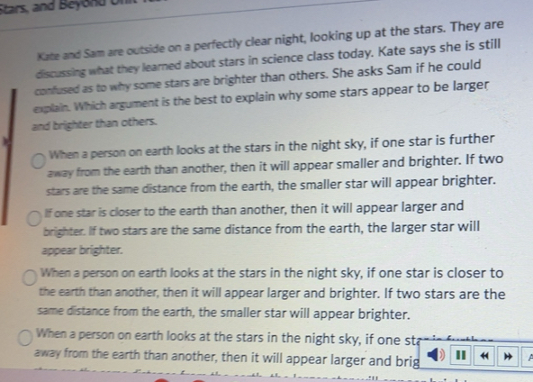 Solved: Stars, and Beyond O r Kate and Sam are outside on a perfectly ...