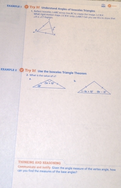 Solved: EXAMPLE 1 Try It! Understand Angles of Isosceles Triangles ABC ...