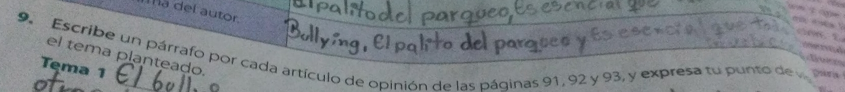 Resuelto:Ta del autor 9 Escribe un párrafo por cada artículo de opinión ...