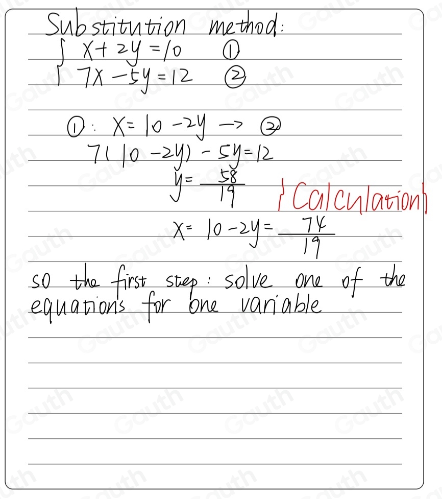 Solved: In order to solve this system using the substitution method ...