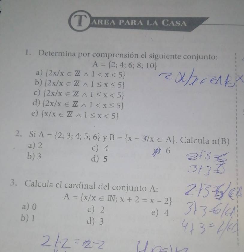 Resuelto:Darea para la Casa 1. Determina por comprensión el siguiente ...