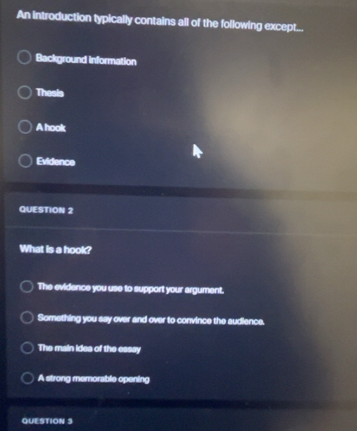 Solved: An introduction typically contains all of the following except ...