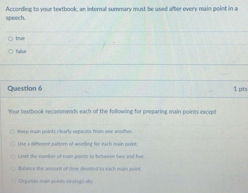 Solved: According to your textbook, an internal summary must be used ...