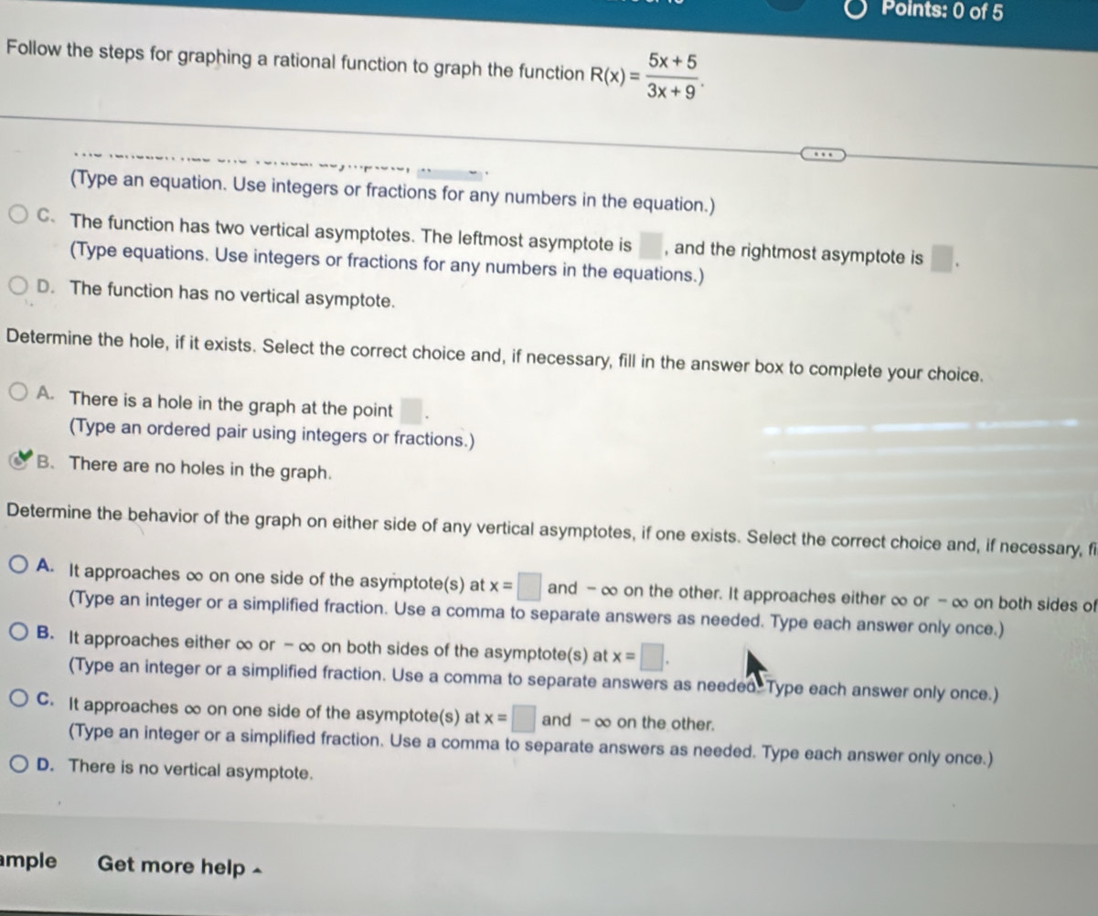 Solved: Follow the steps for graphing a rational function to graph the ...