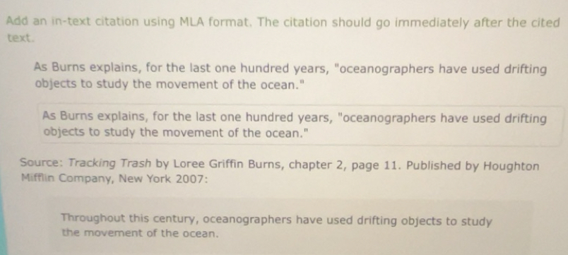 Solved: Add an in-text citation using MLA format. The citation should ...