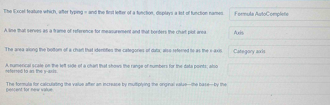 Solved: The Excel feature which, after typing = and the first letter of ...
