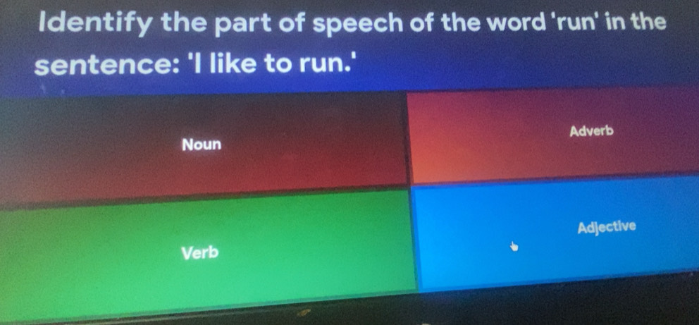 Solved: Identify the part of speech of the word 'run' in the sentence ...