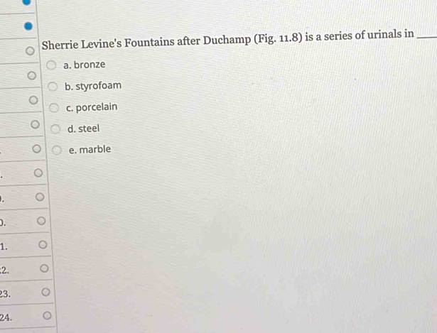 Solved: Sherrie Levine's Fountains after Duchamp (Fig. 11.8) is a ...