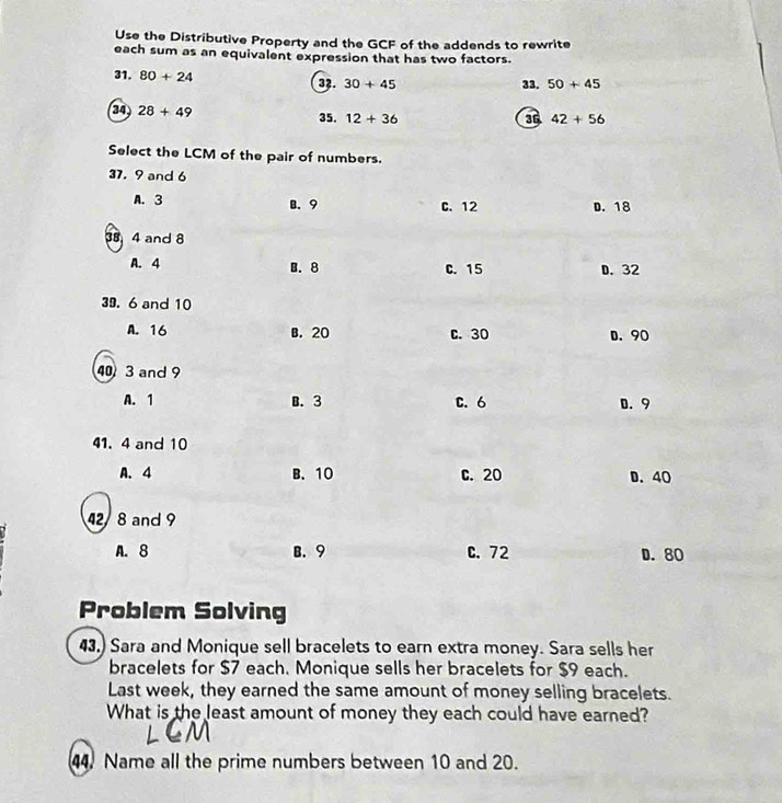 Solved: Use the Distributive Property and the GCF of the addends to ...