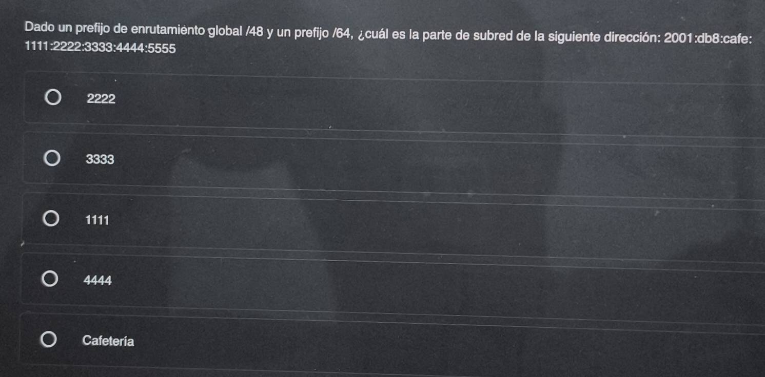 Solved: Dado un prefijo de enrutamiento global / 48 y un prefijo / 64 ...