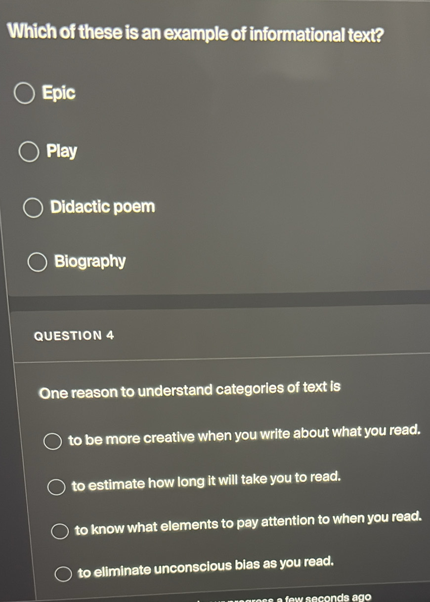 Solved: Which of these is an example of informational text? Epic Play ...