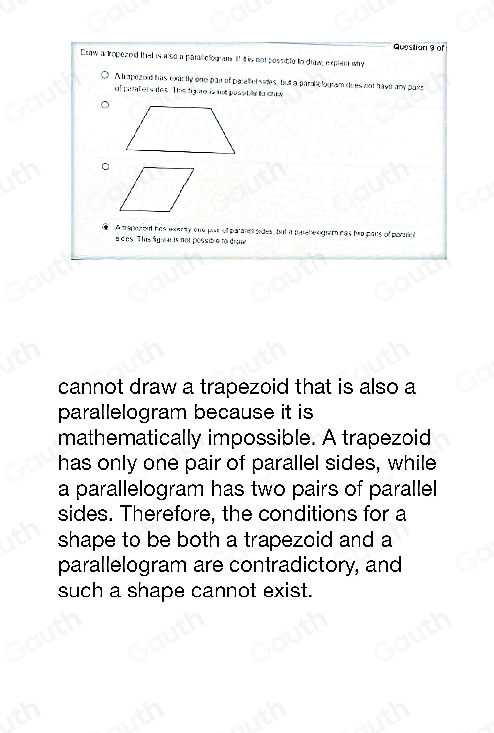 Solved: of Draw a trapezoid that is also a parallelogram. If it is not ...