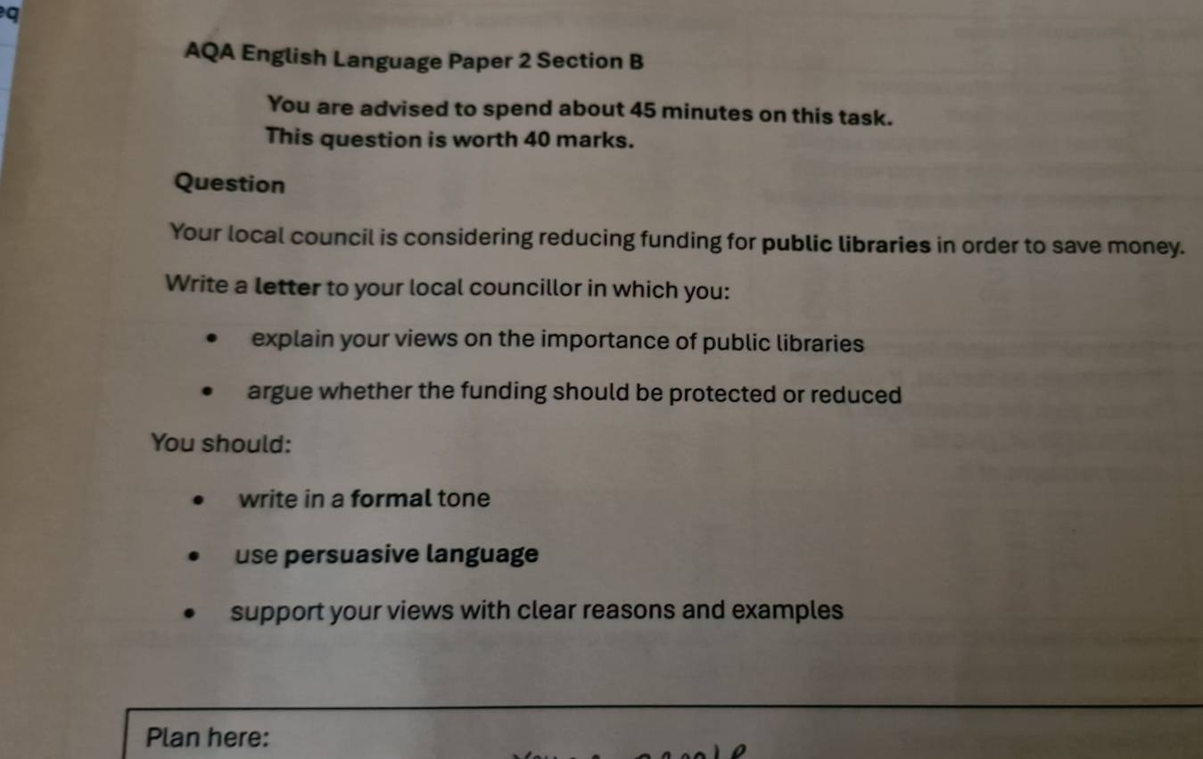 Solved: AQA English Language Paper 2 Section B You are advised to spend ...