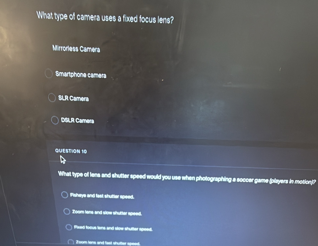 Solved: What type of camera uses a fixed focus lens? Mirrorless Camera ...