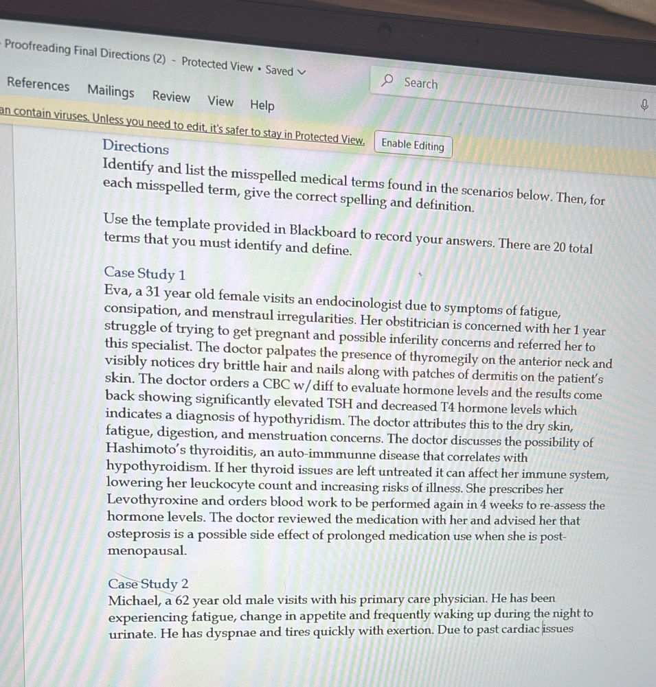 Solved: Proofreading Final Directions (2) - Protected View • Saved ...
