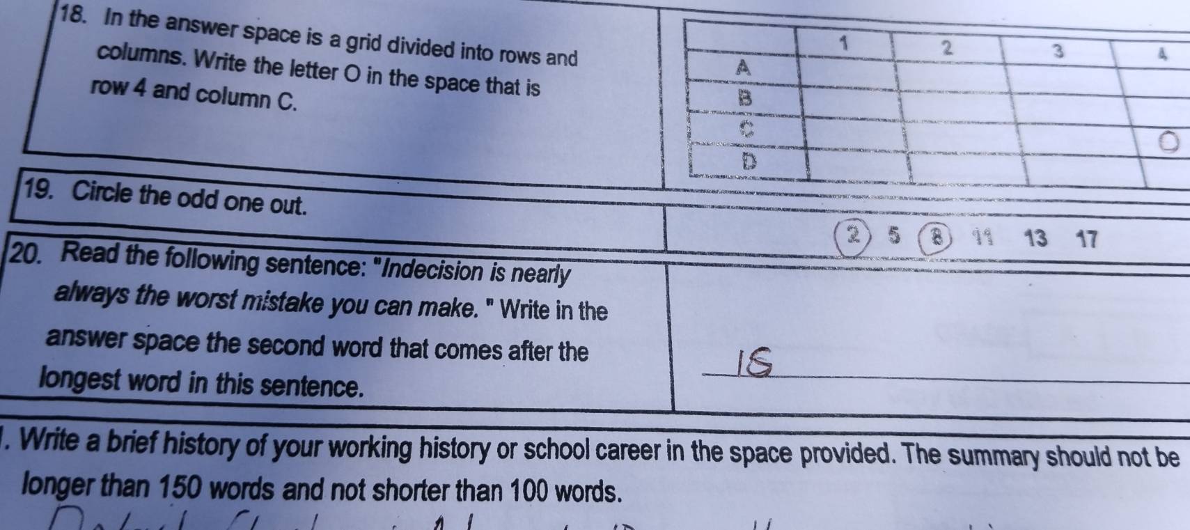 Solved: In the answer space is a grid divided into rows and columns ...