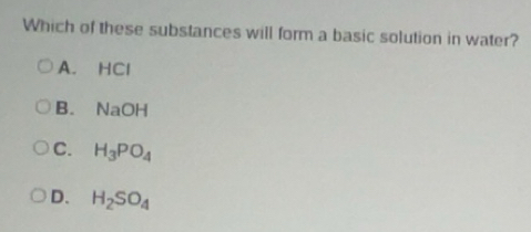 Solved: Which of these substances will form a basic solution in water ...