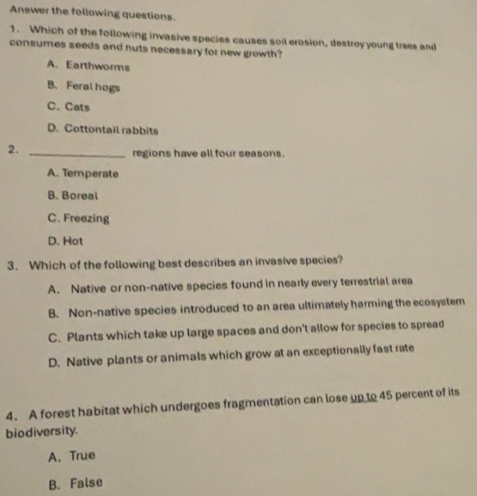 Solved: Answer the following questions. 1. Which of the following ...