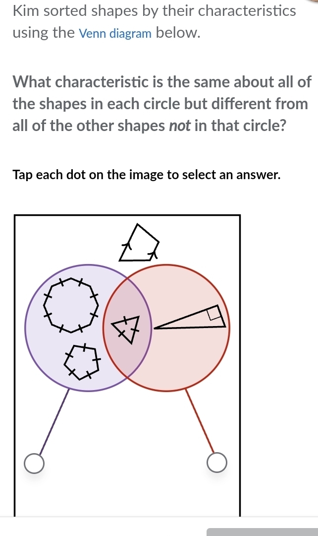 Solved: Kim sorted shapes by their characteristics using the Venn ...