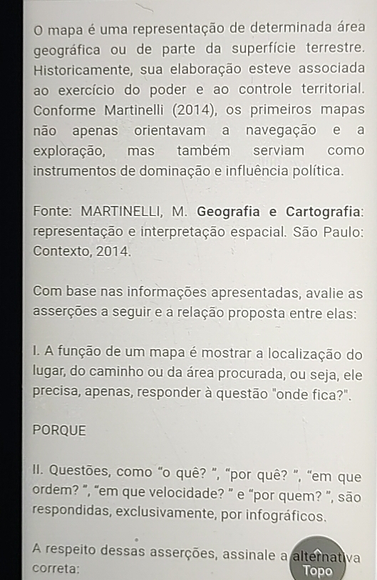 Solved: mapa é uma representação de determinada área geográfica ou de ...