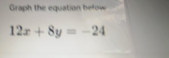 Solved: Graph the equation below 12x+8y=-24 [Math]