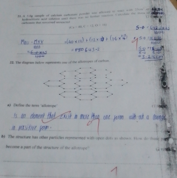 Solved: A 5.0g sample of calcium carbonate powder was allowed to react ...
