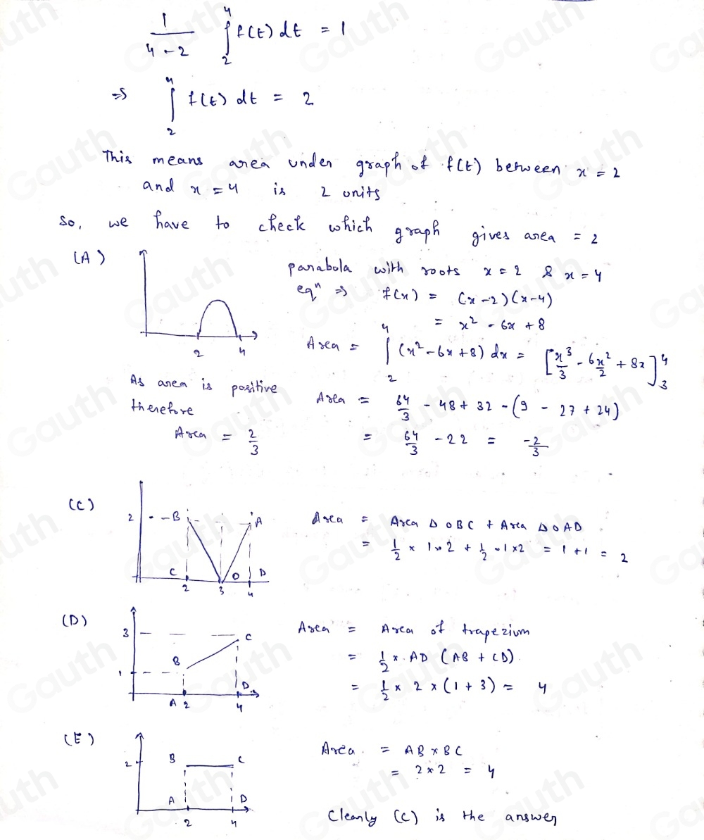 Solved: On the closed interval [2,4] , which of the following could be ...