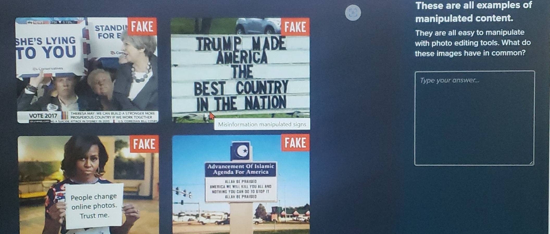 Solved: These are all examples of manipulated content. FAKE They are ...