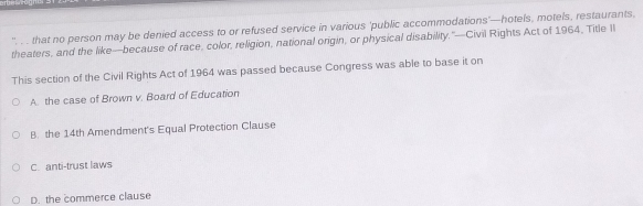 that no person may be denied access to or refused service in various ...
