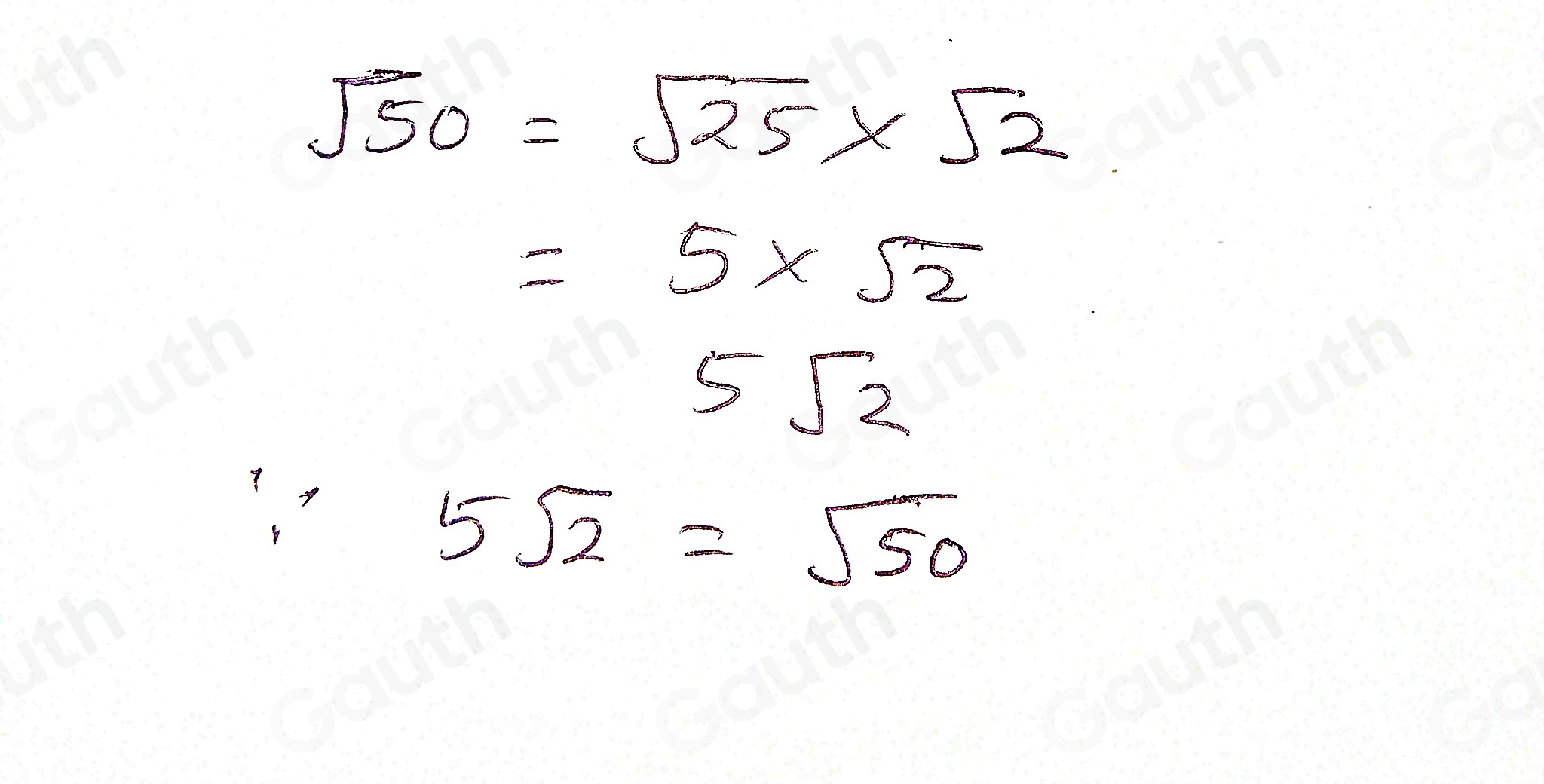 Solved: Which surd is equal to 5sqrt(2) ? Justify your answer. H sqrt ...