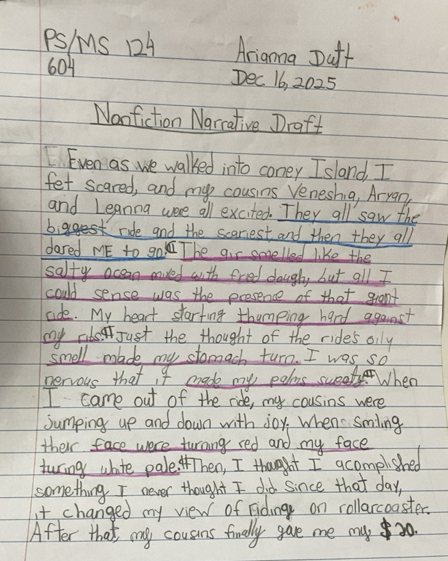 Solved: PS/MS 124 Ariaona Duff 604 Dec. 16, 2025 Nonfiction Narrative ...