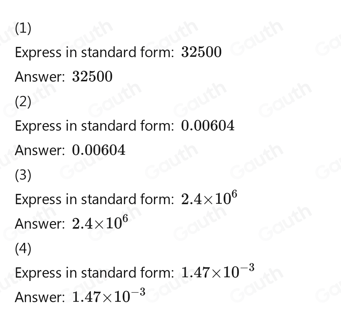 Solved: Write 3.25* 10^4 as an ordinary number. b) Write 6.04* 10^(-3 ...