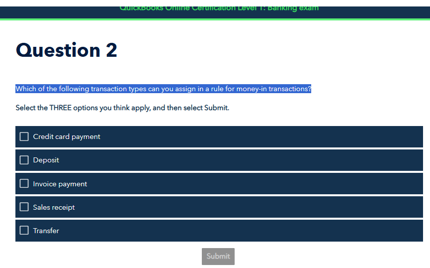 Solved: er 1: Banking exam Question 2 Which of the following transaction types can you assign in ...