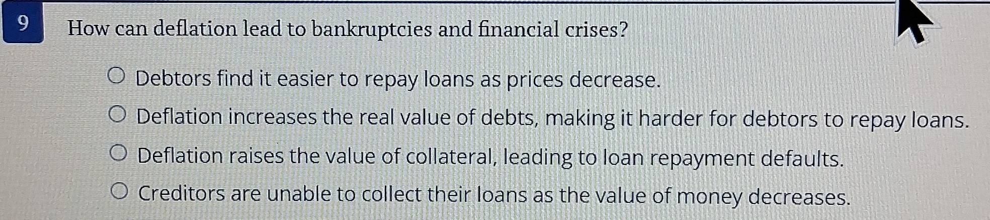 Solved: How can deflation lead to bankruptcies and financial crises ...