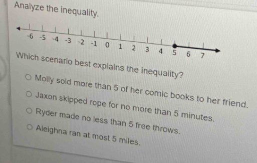 Solved: Analyze the inequality. rio best explains the inequality? Molly ...