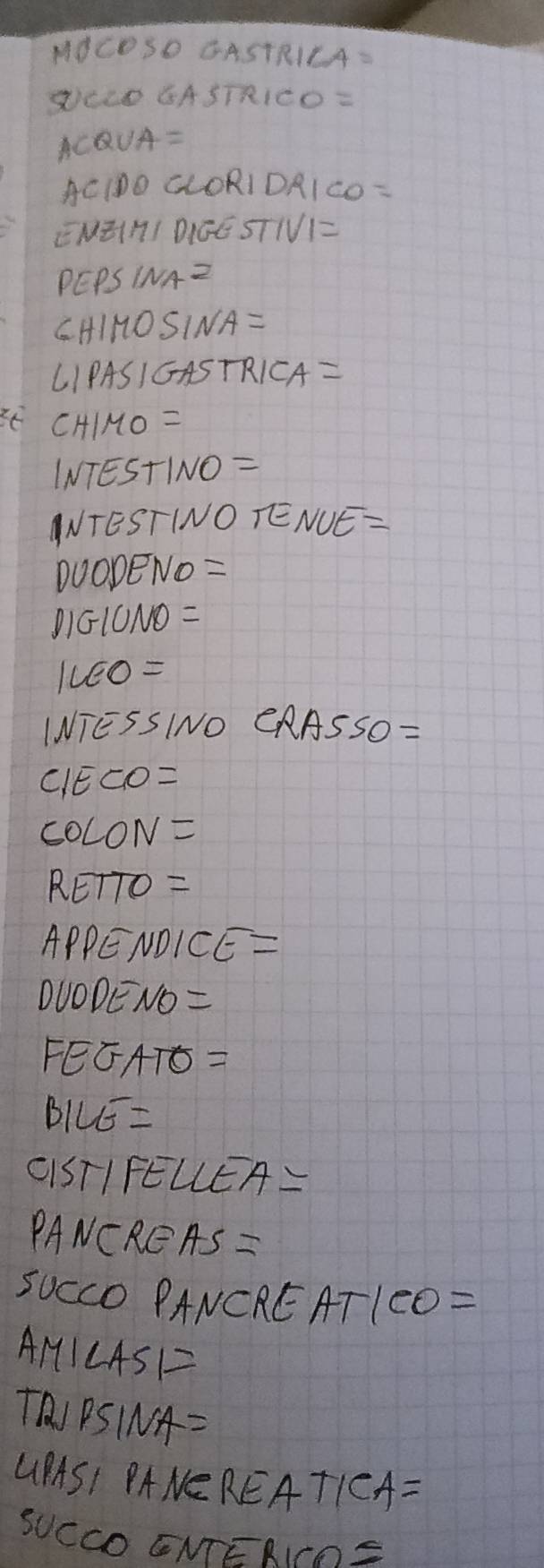 Risolto:MOCOSO CASTRICA: SCLO CASTRICO= CQUA= ACIDD CLORI DRIco= ENEI¶I ...
