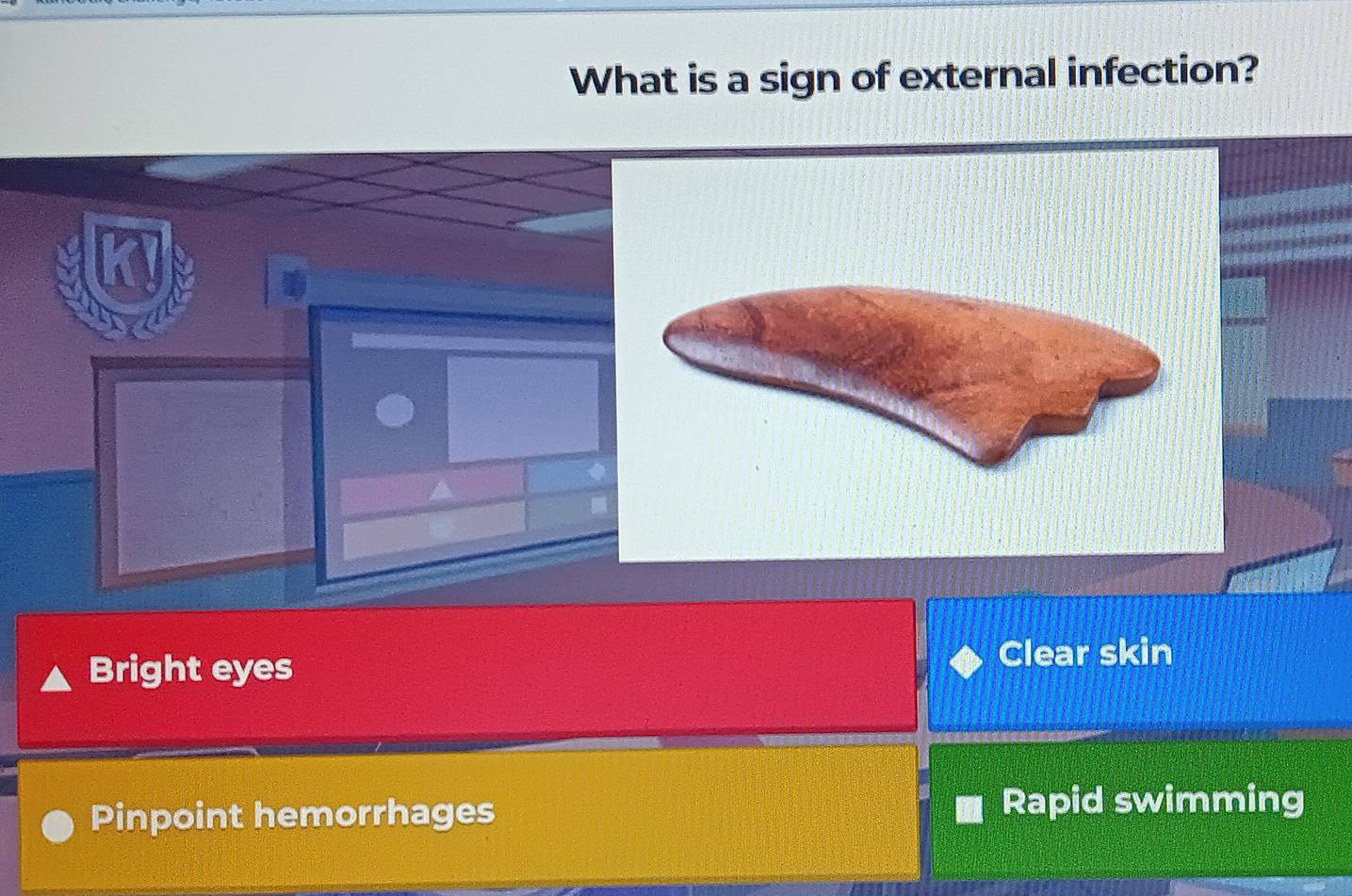 Selesai:What is a sign of external infection? Bright eyes Clear skin ...