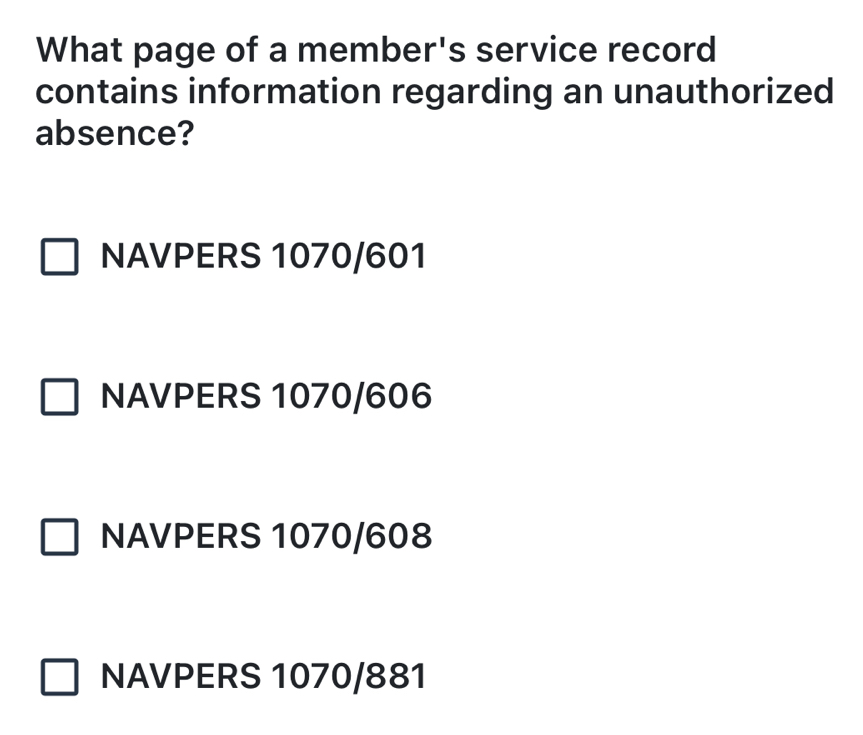 Solved: What page of a member's service record contains information regarding an unauthorized ...